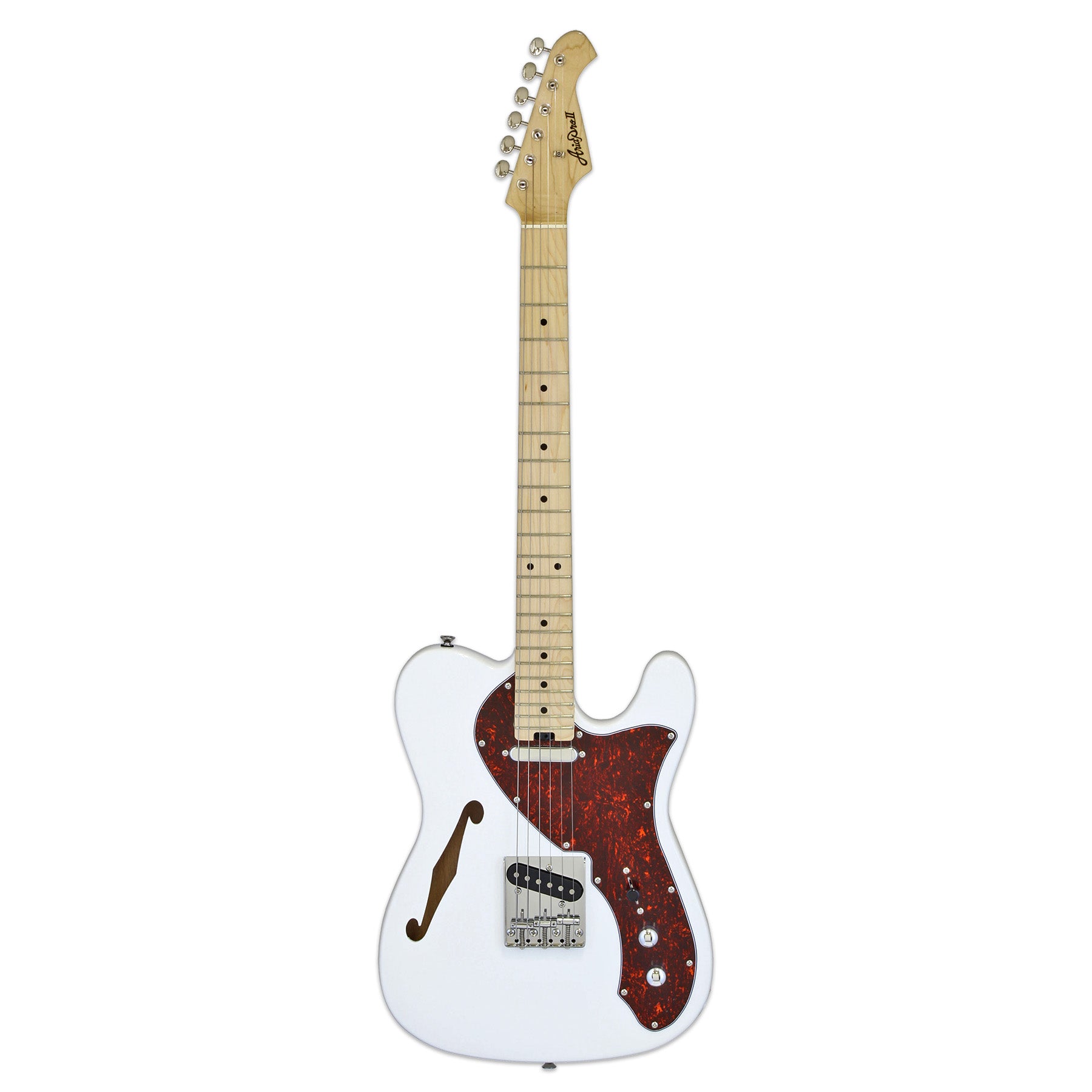 Aria Pro II TEG-TL Electric Guitar White with Tortoise Shell Pick Guar ...